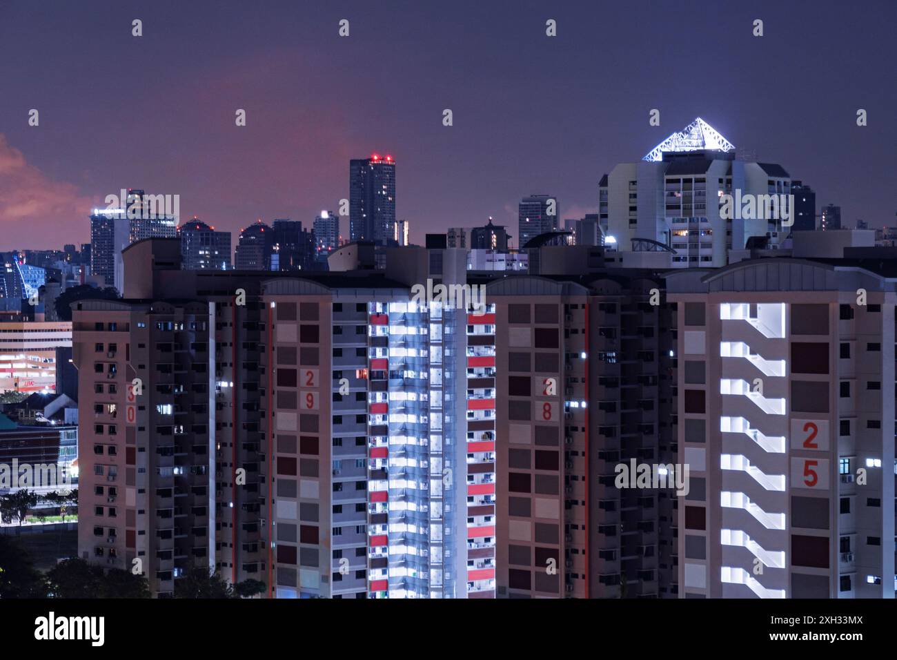 11 October 2019, Singapore, Singapore: Night time HDB Environment at ...