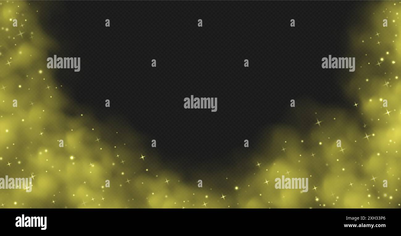 Magic smoke with stars and sparkles, fog with glowing particles ...