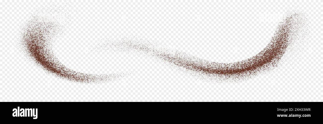 Flying coffee or chocolate powder, dust particles in motion, ground ...