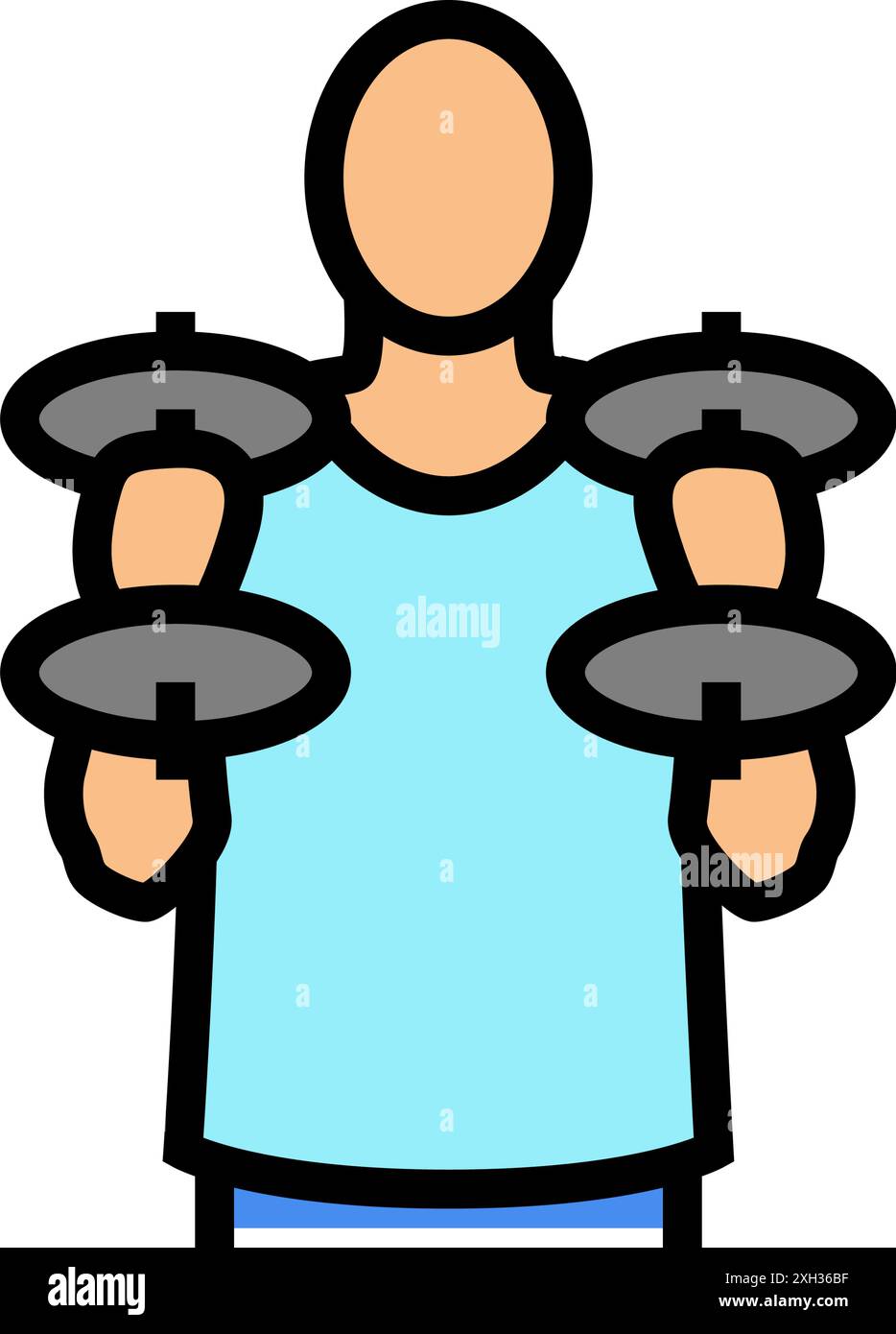 hammer curls arm fitness exercise color icon vector illustration Stock ...
