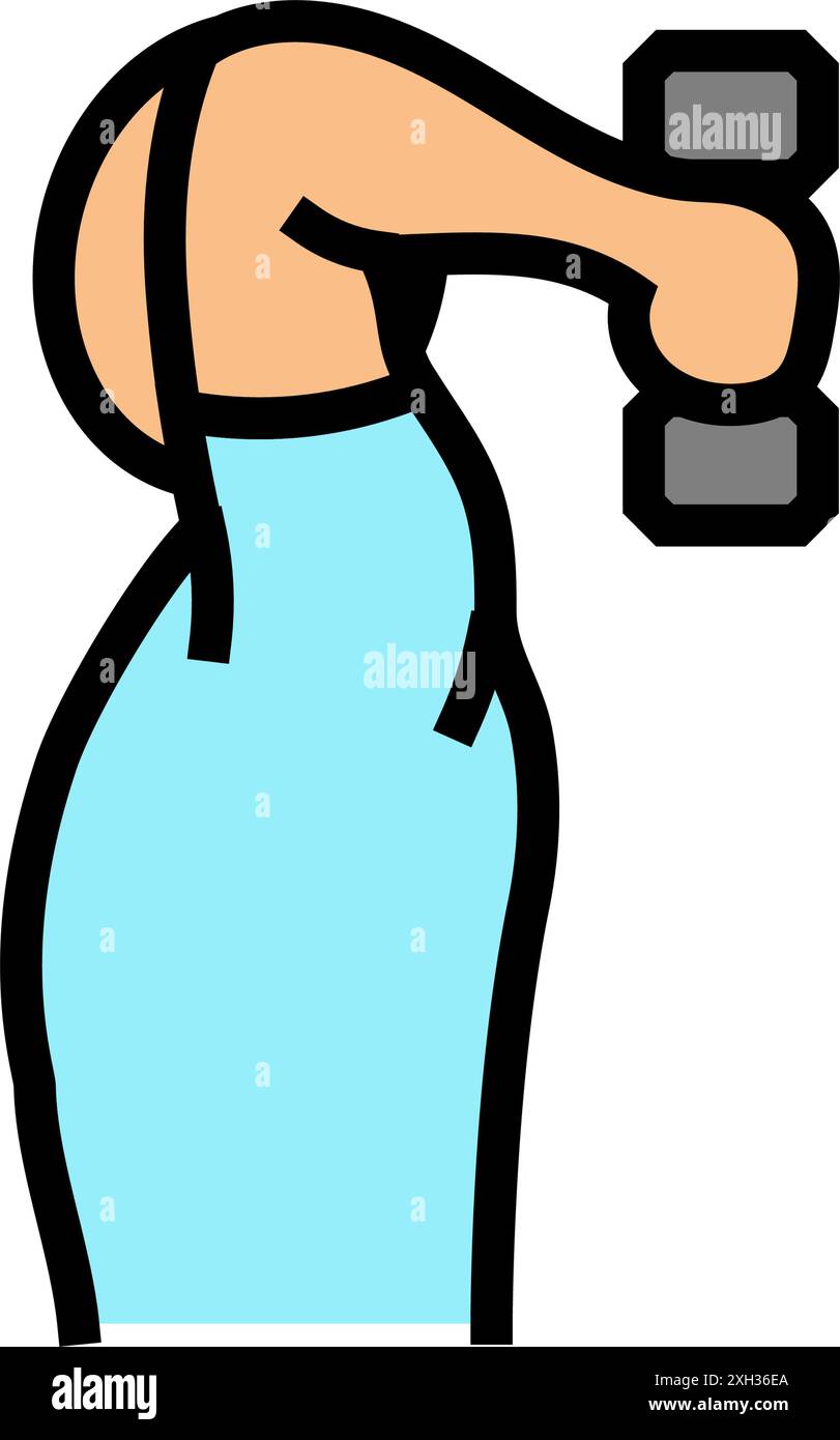 tricep extensions arm fitness exercise color icon vector illustration ...