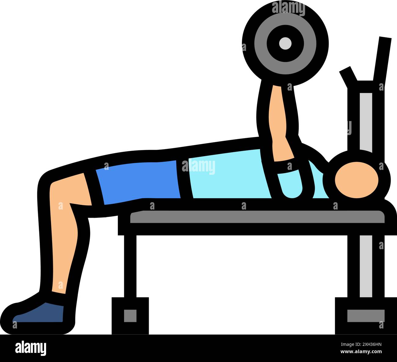 close grip bench press arm fitness exercise color icon vector ...