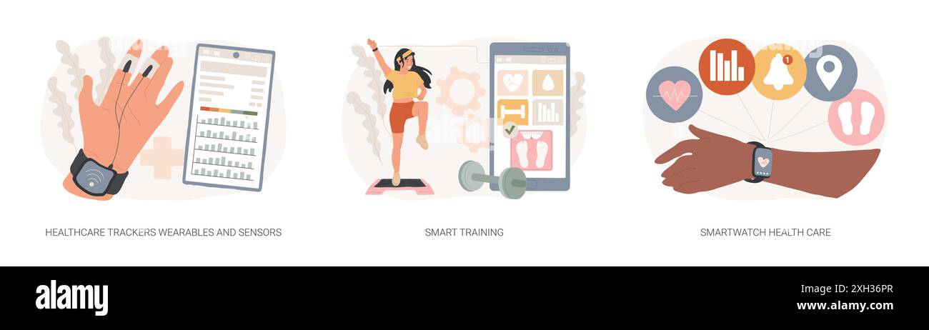 Activity tracking isolated concept vector illustration set Stock Vector ...