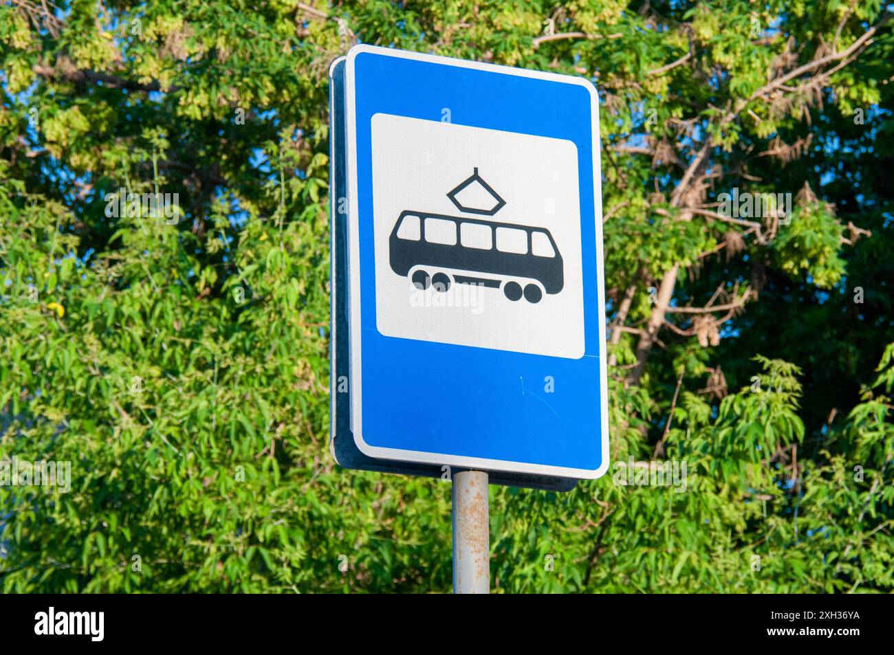 Signs and signs Road sign tram stop location Samara Samara region ...