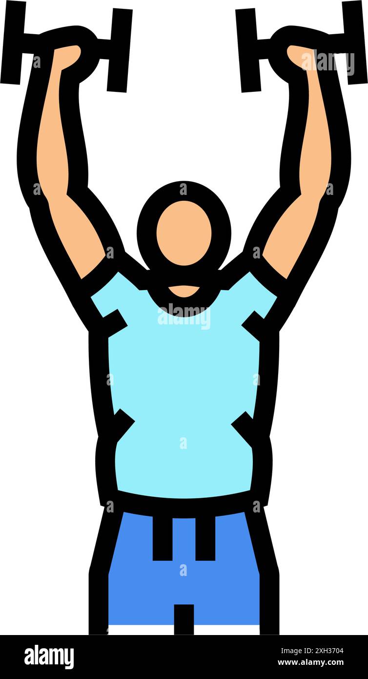 arnold press arm fitness exercise color icon vector illustration Stock ...