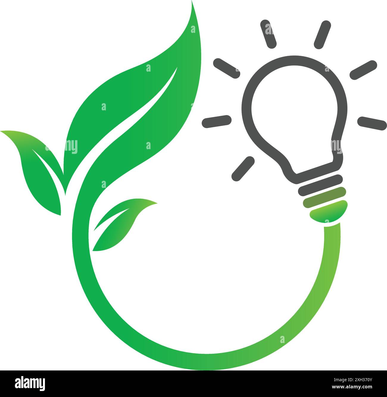 green energy light bulb globe round green plant symbol icon vector ...