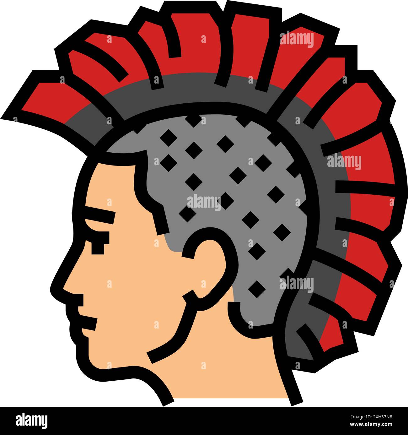 mohawk hairstyle subculture style color icon vector illustration Stock ...