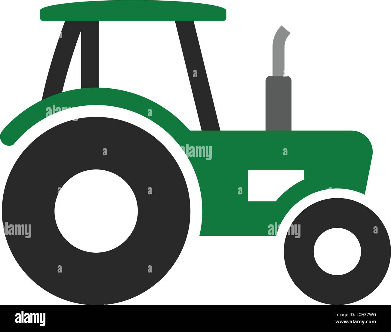 simple classic green farm tractor symbol silhouette icon side view ...