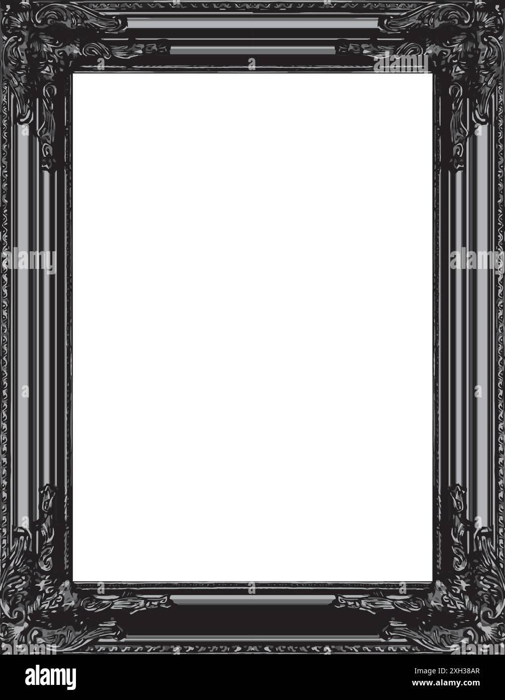 beautiful ornate realistic shiny glossy picture painting frame upright ...