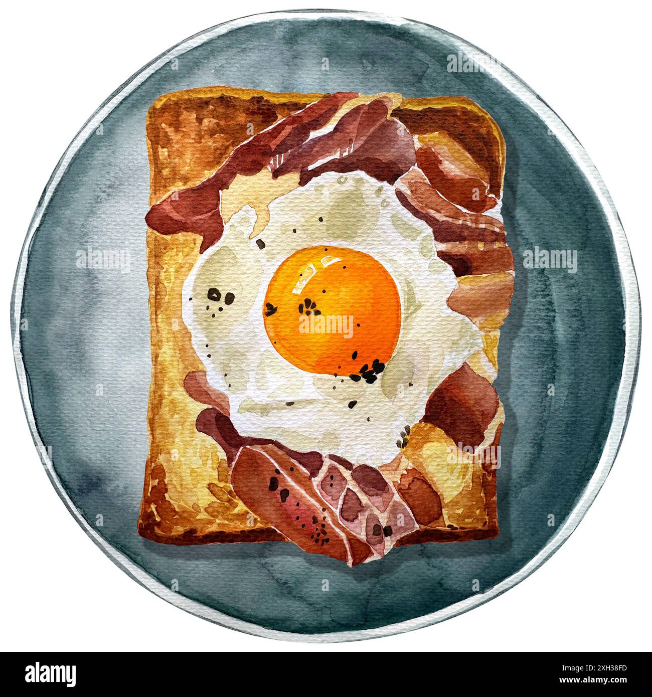 Breakfast illustration egg toast that looks delicious (half-boiled ...