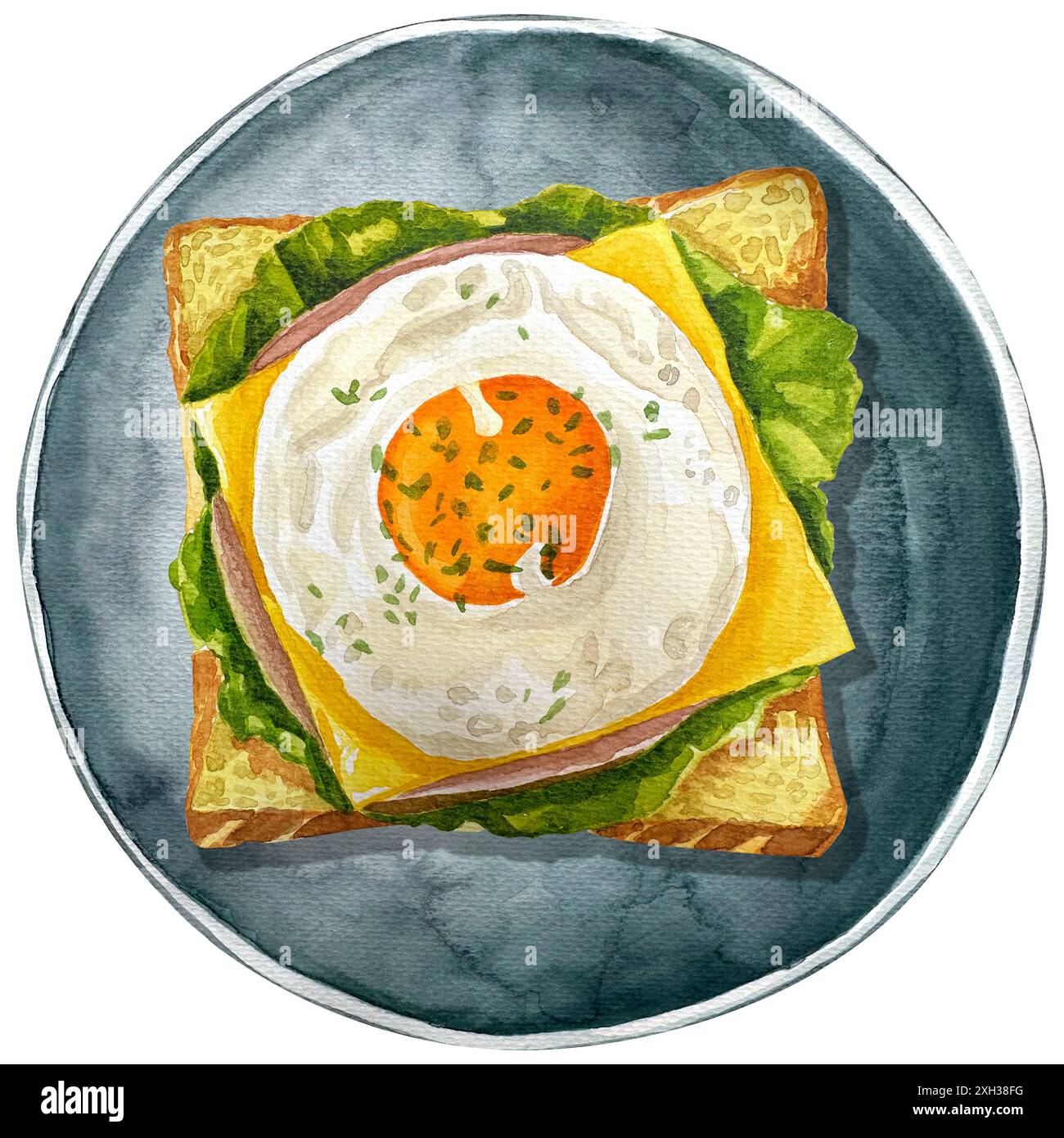 Breakfast illustration egg toast that looks delicious (half-boiled ...