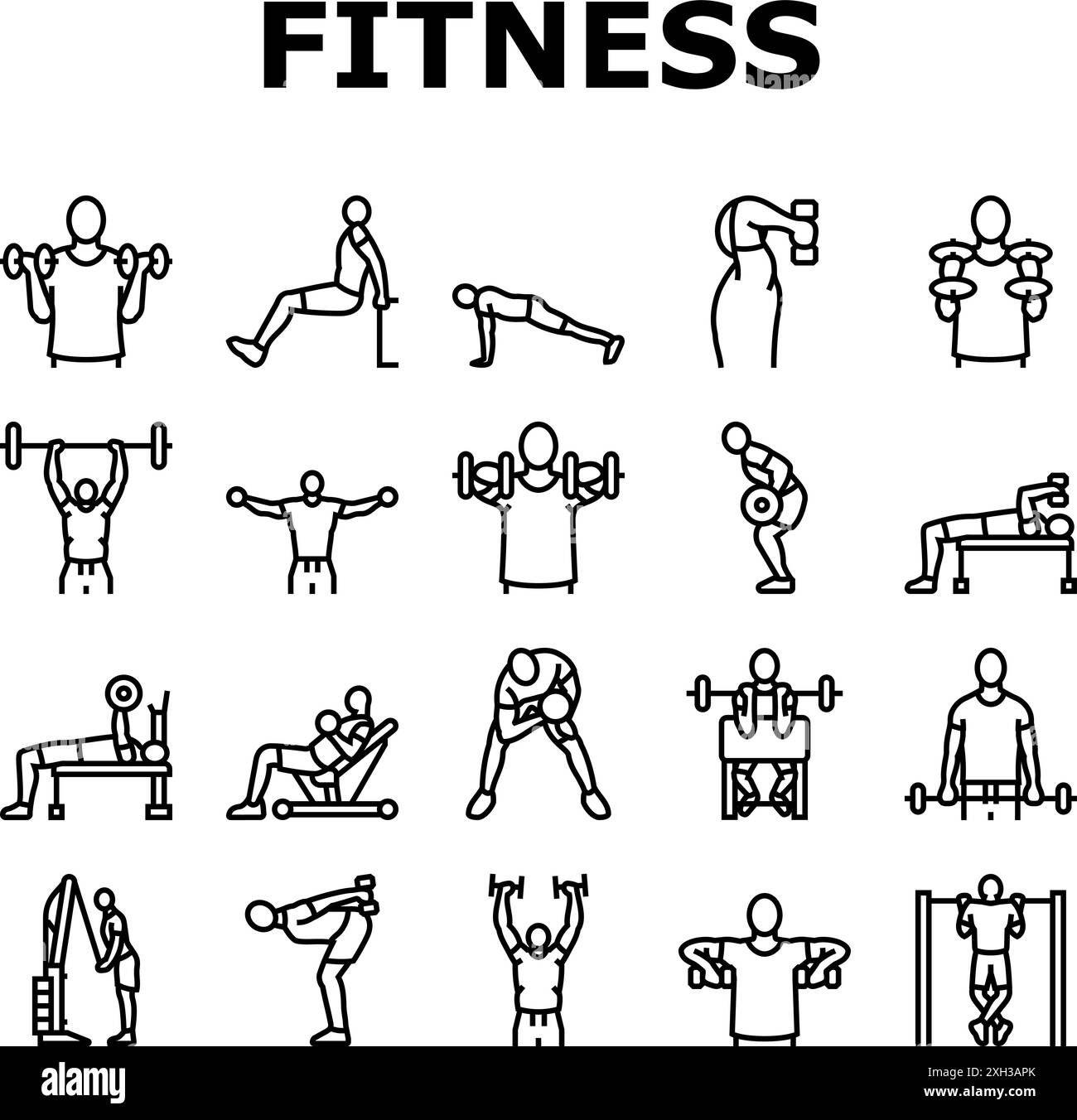 fitness exercise arm body workout icons set vector Stock Vector Image ...