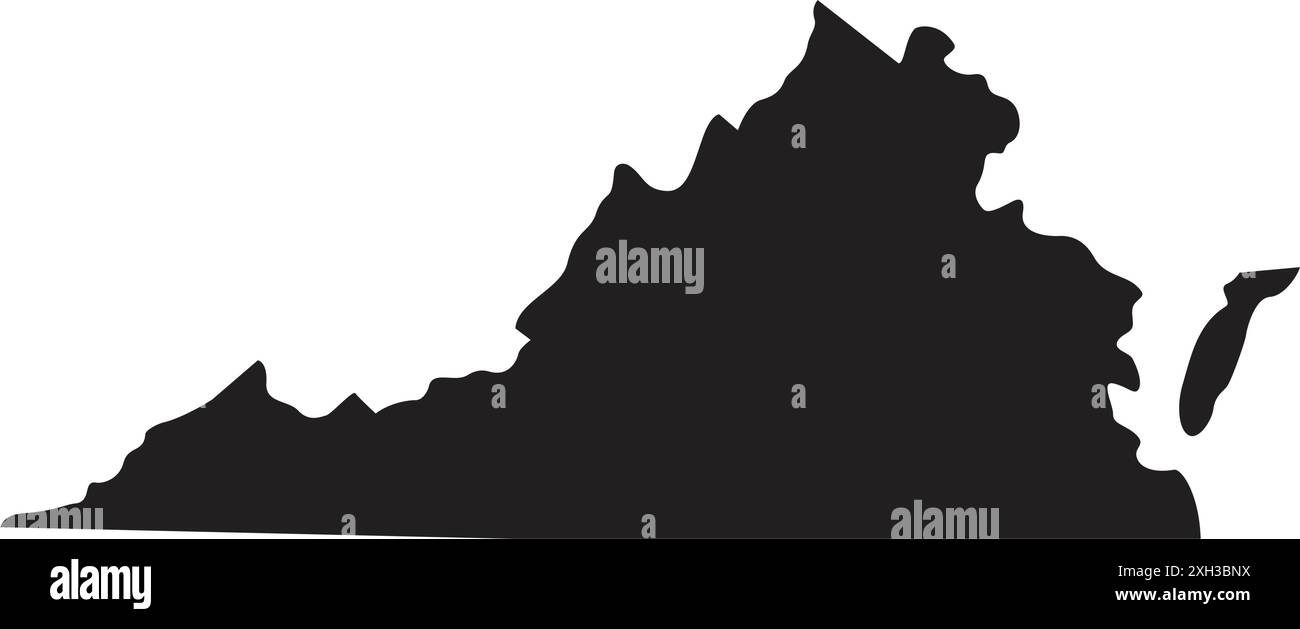 virginia VA state shape map silhouette simplified vector isolated on ...