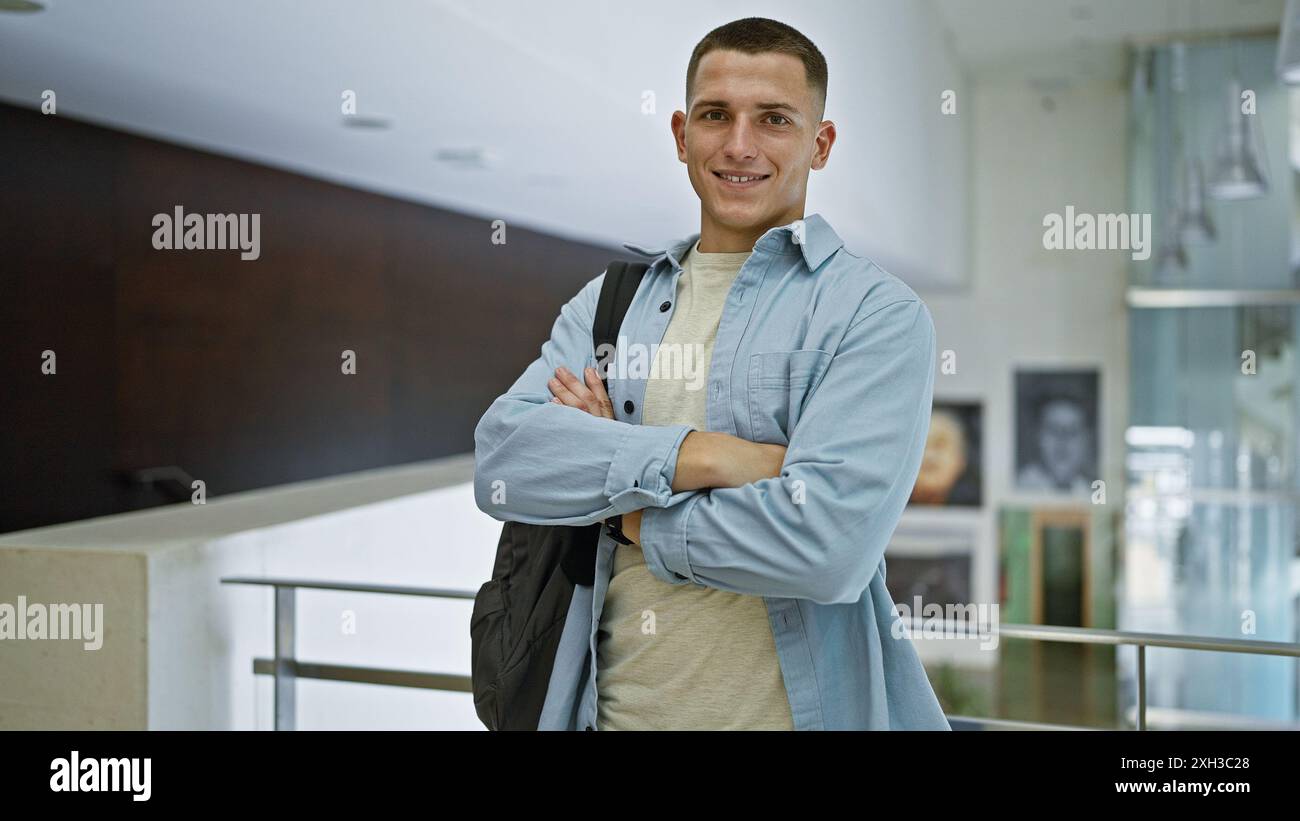 Content young adult male stands hi-res stock photography and images - Alamy