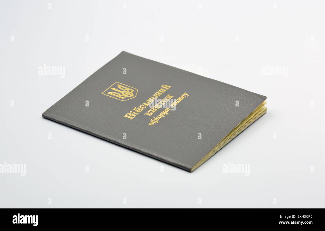 Military ID reserve officer of the armed forces of Ukraine, closeup on ...