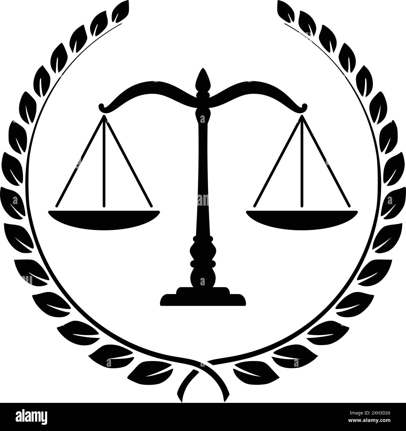 simple classic balance justice scales silhouette in laurel wreath ...