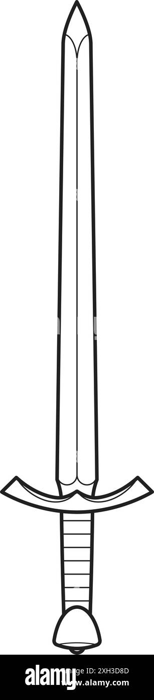 classic medieval european sword broadsword line drawing icon symbol ...