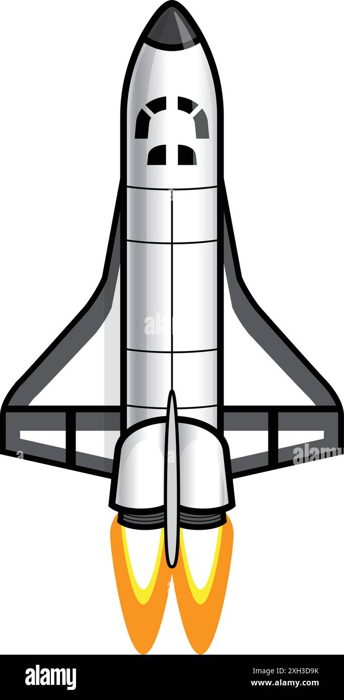 cartoon space shuttle without no booster vector illustration isolated ...