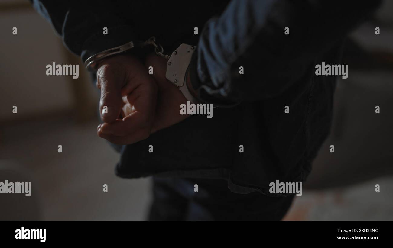 Hands prisoner in chains interrogation hi-res stock photography and ...