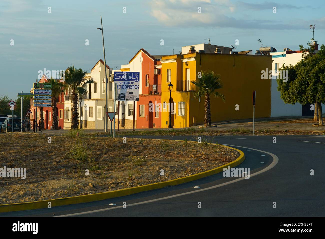 Huevar del Aljarafe, Seville, Spain - June 2, 2023: A winding road ...