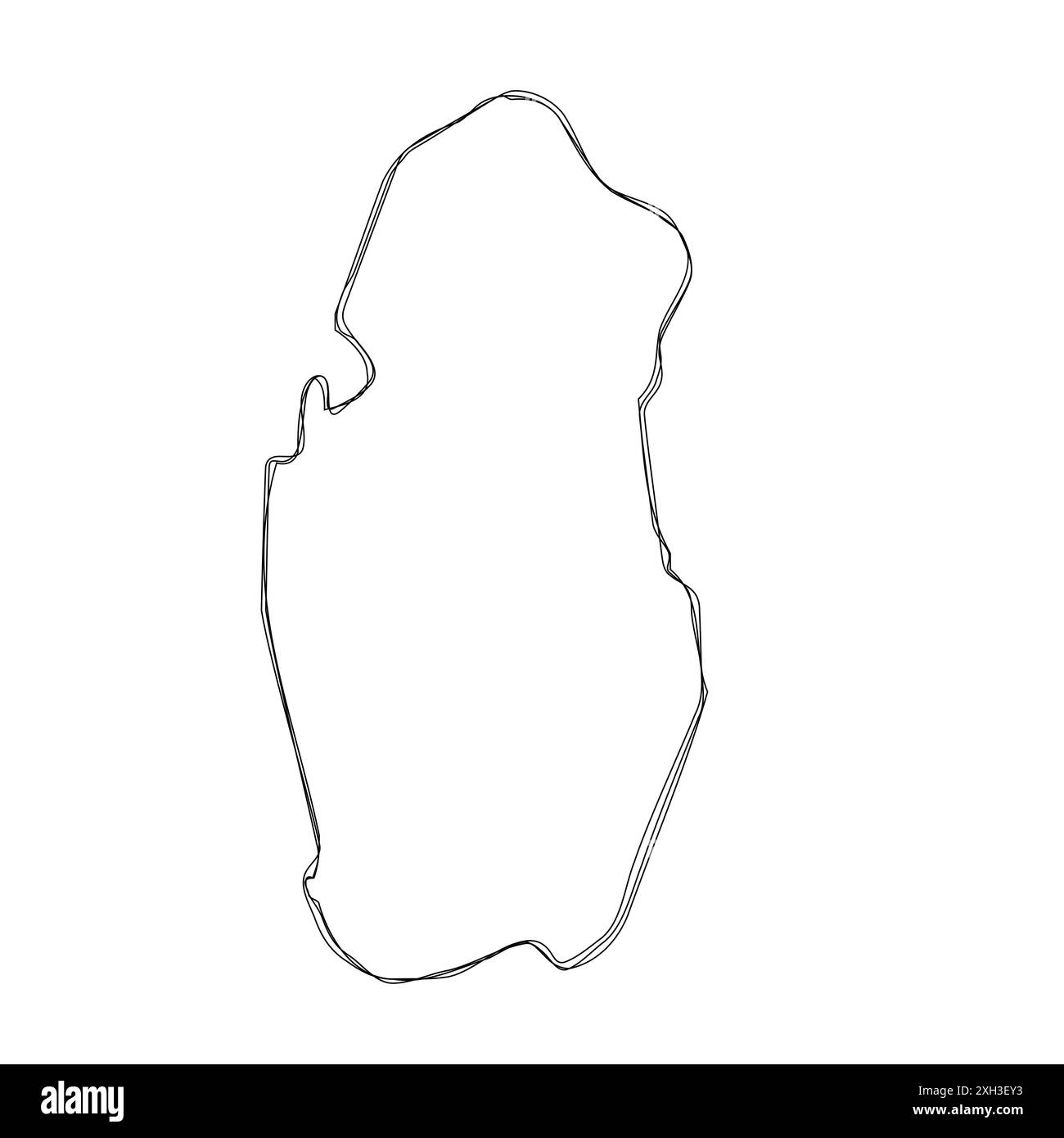 Qatar country simplified map.Thin triple pencil sketch outline isolated ...