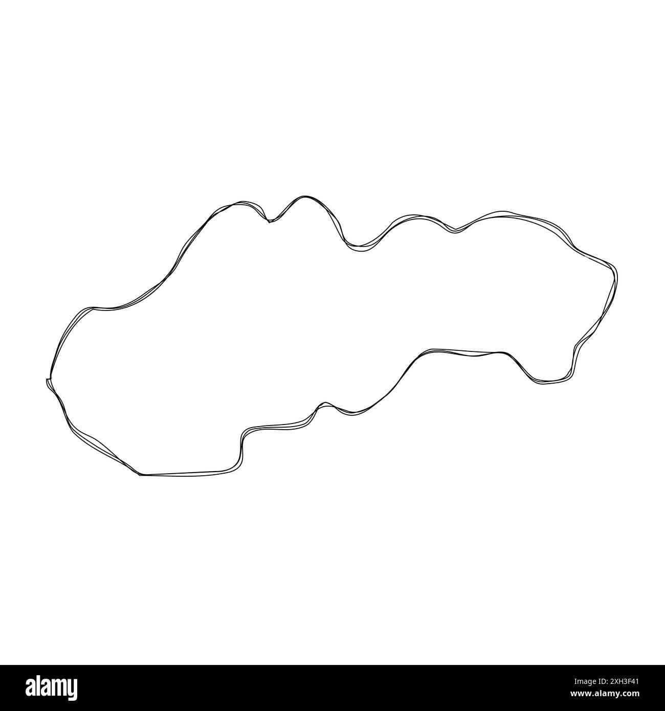 Slovakia country simplified map.Thin triple pencil sketch outline ...