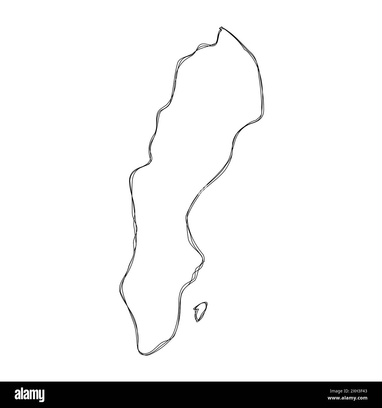 Sweden country simplified map.Thin triple pencil sketch outline ...