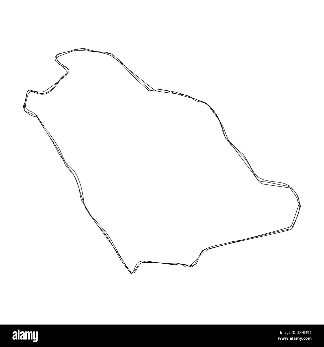 Saudi Arabia country simplified map.Thin triple pencil sketch outline ...