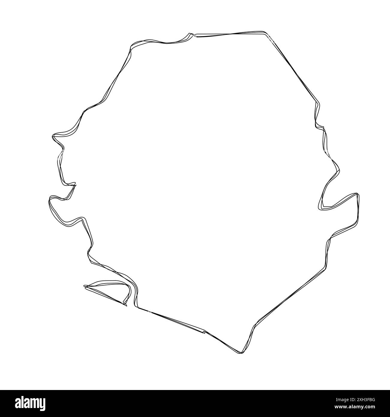 Sierra Leone country simplified map.Thin triple pencil sketch outline ...