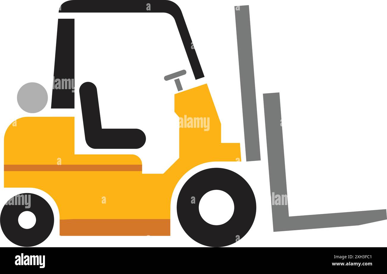 simple forklift fork lift color stencil silhouette side view vector ...