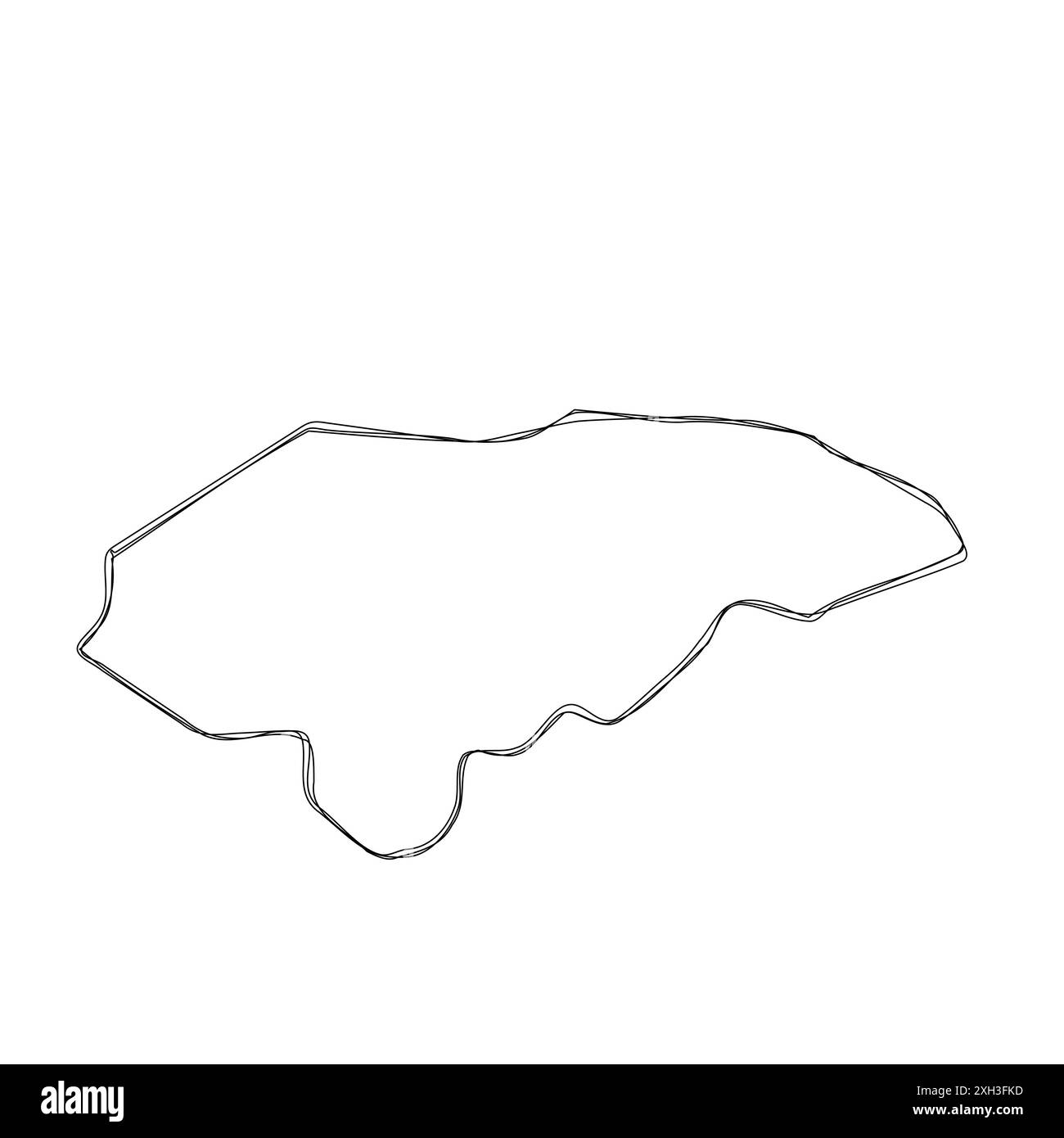 Honduras country simplified map.Thin triple pencil sketch outline ...