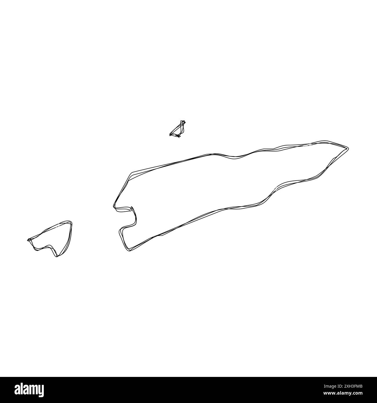 East Timor country simplified map.Thin triple pencil sketch outline ...