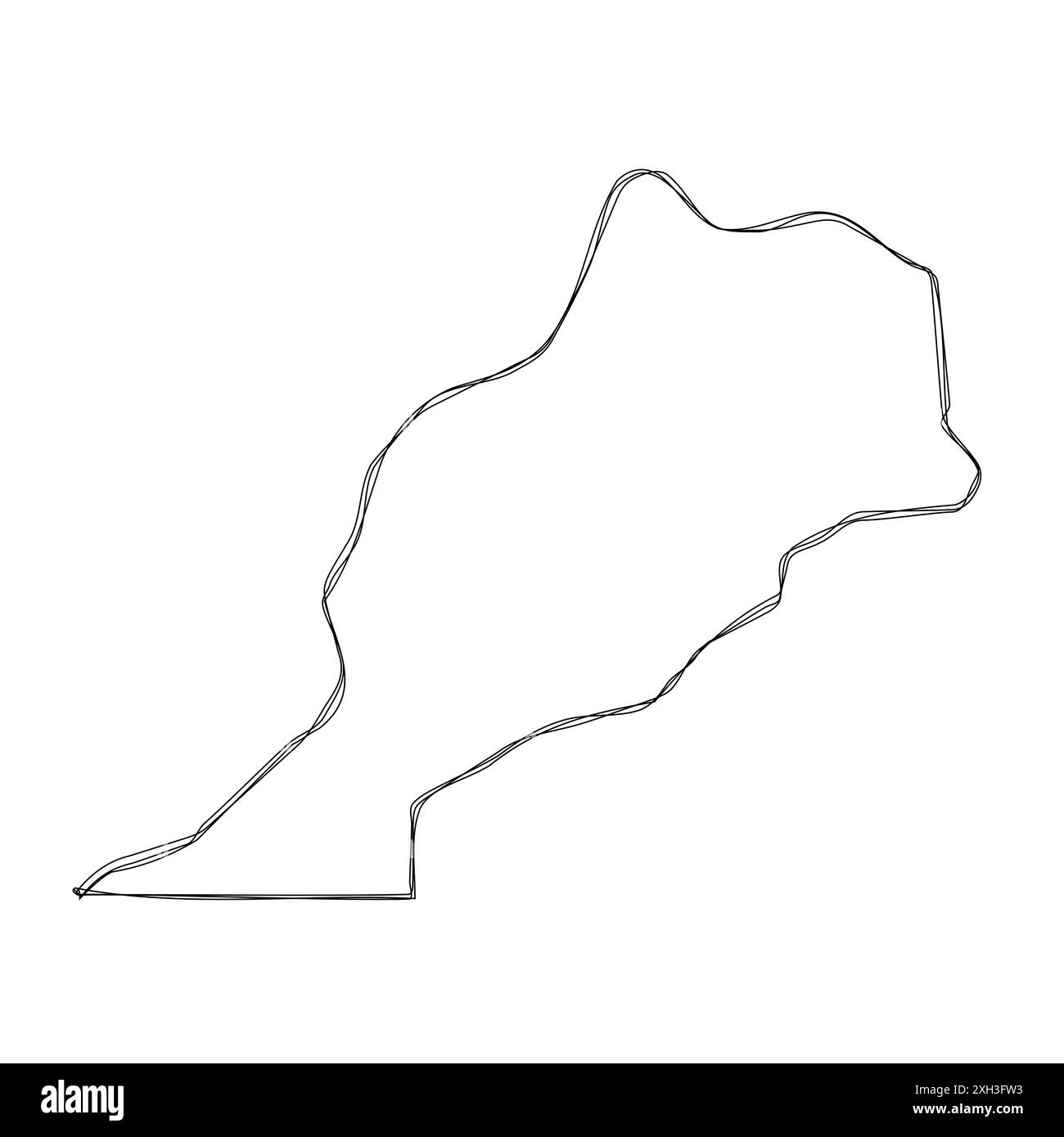Morocco country simplified map.Thin triple pencil sketch outline ...