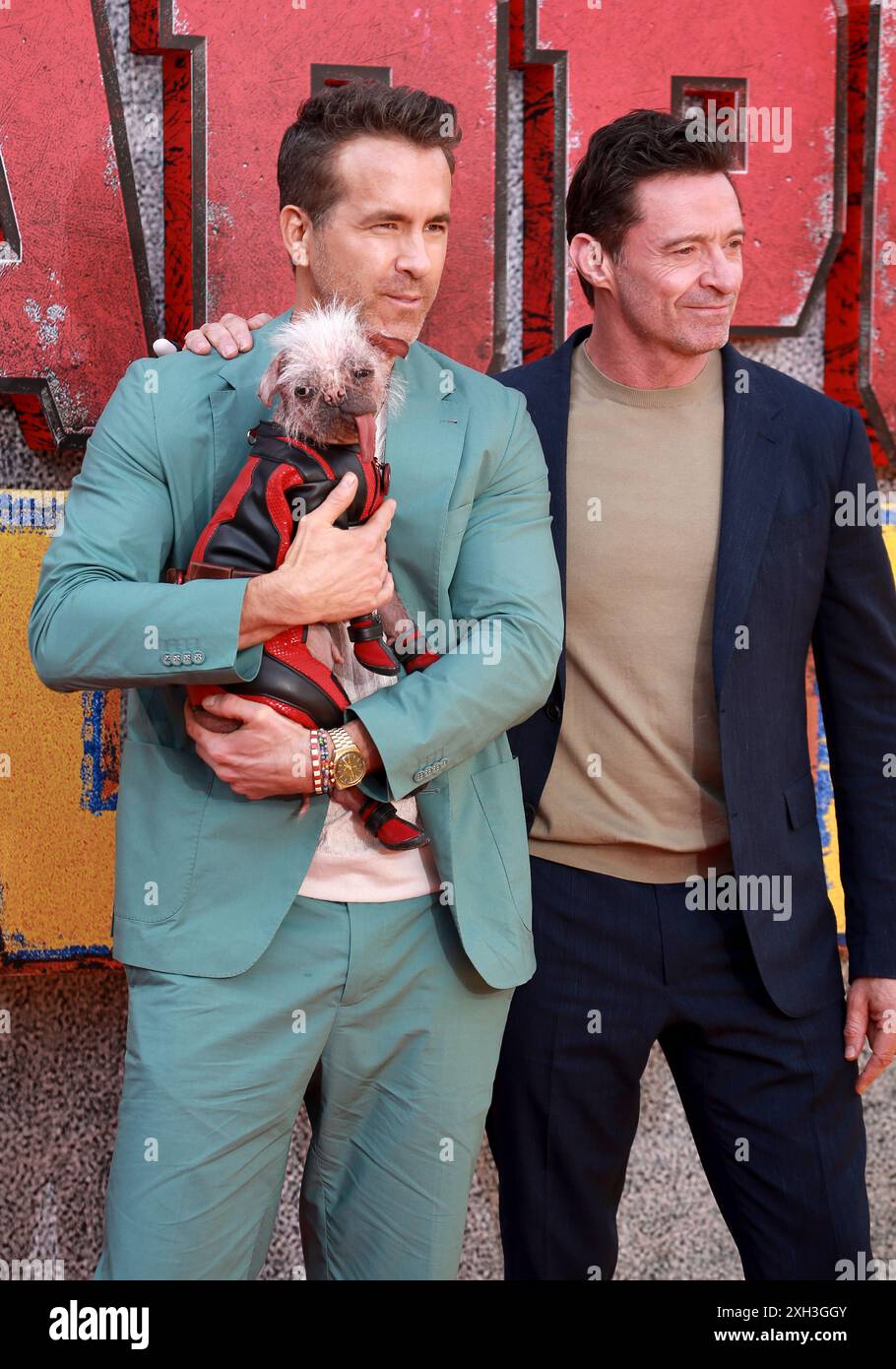 London, UK. 11th July, 2024. Hugh Jackman, Ryan Reynolds and Peggy ...