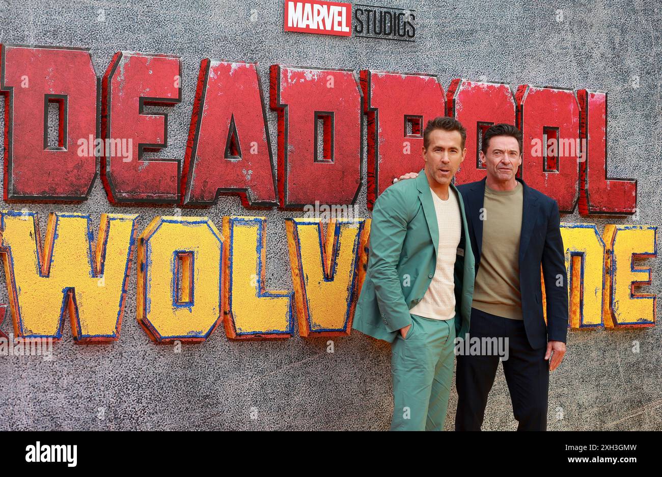 London, UK. 11th July, 2024. Ryan Reynolds and Hugh Jackman attend the ...