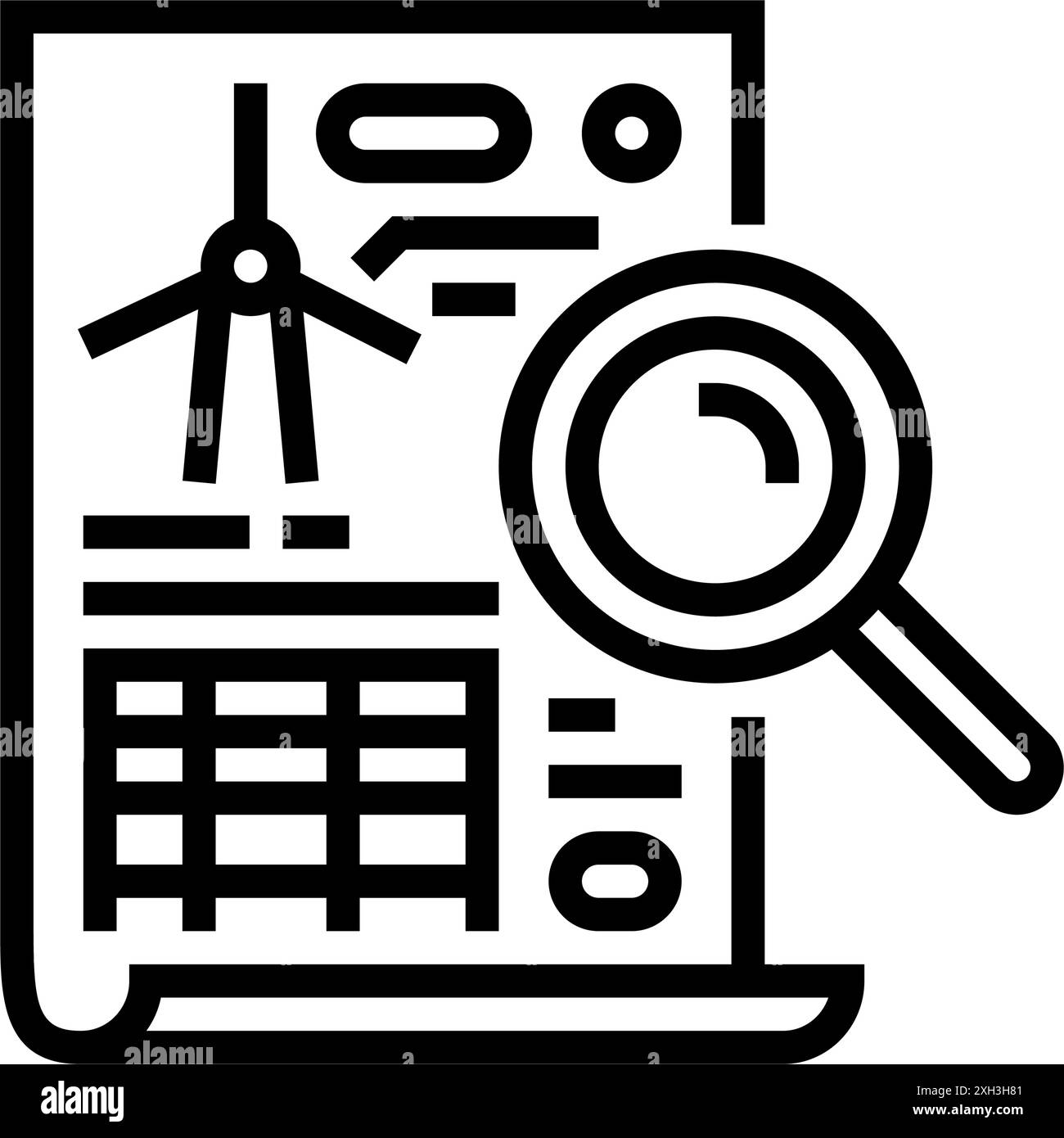 wind energy analysis audit line icon vector illustration Stock Vector ...