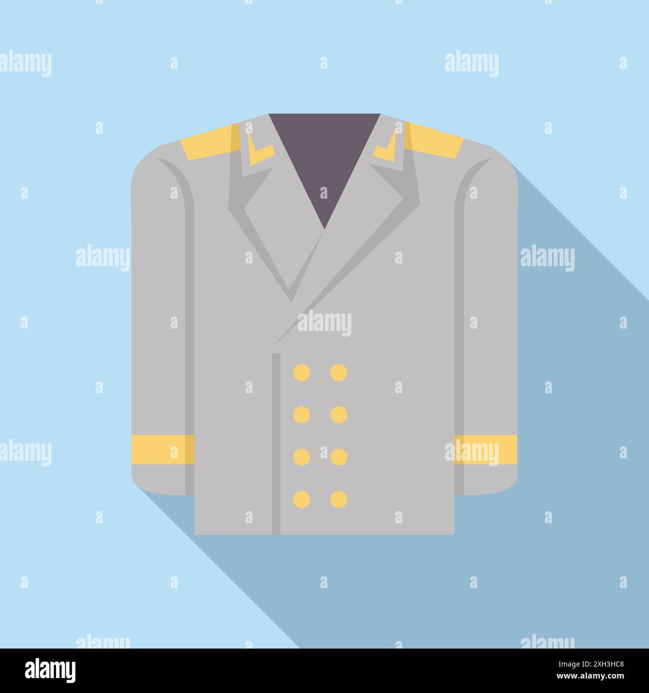 Grey military uniform with yellow stripes and buttons is being ...