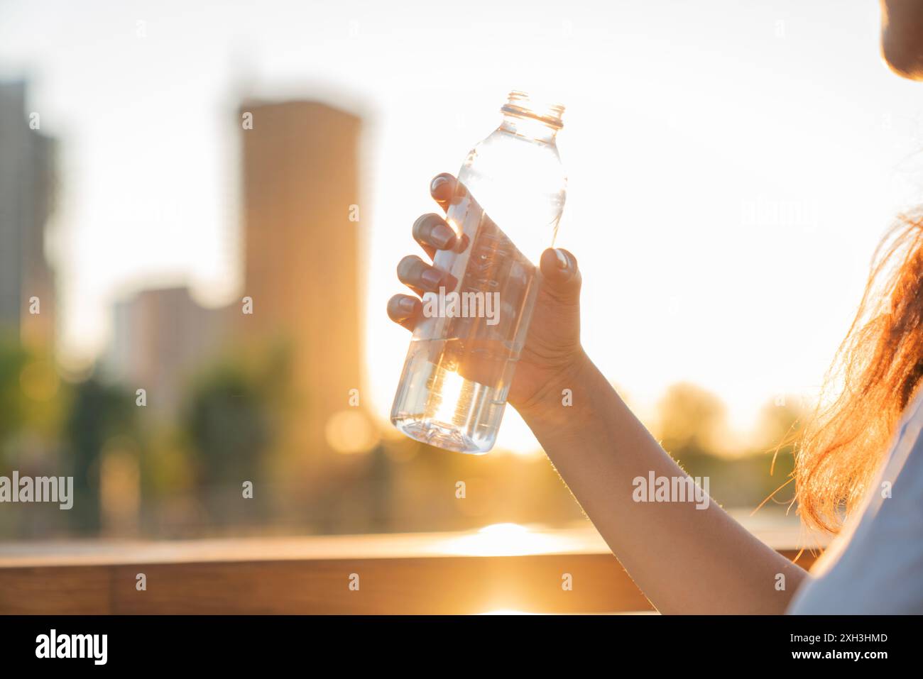 Hand holding a bottle of water in nature Stock Photo - Alamy