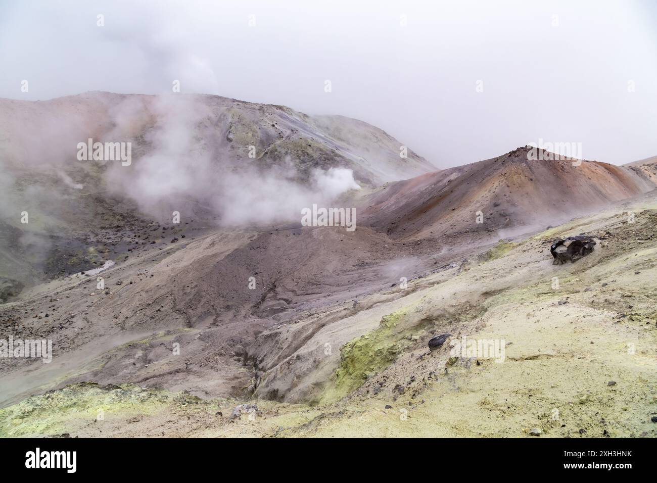 Sulphurous fumaroles of the Cumbal volcano in Colombia border with ...