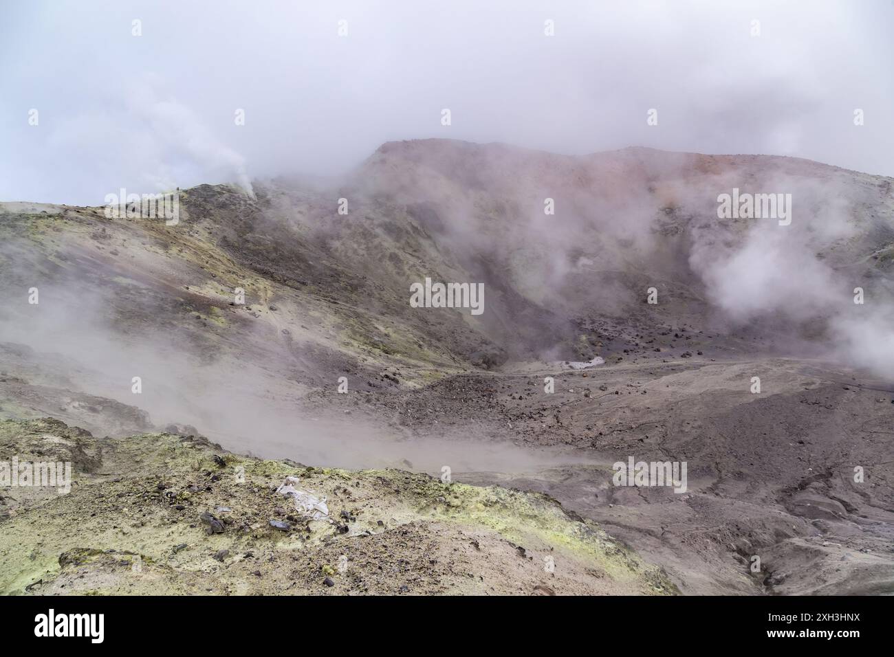 Sulphurous fumaroles of the Cumbal volcano in Colombia border with ...
