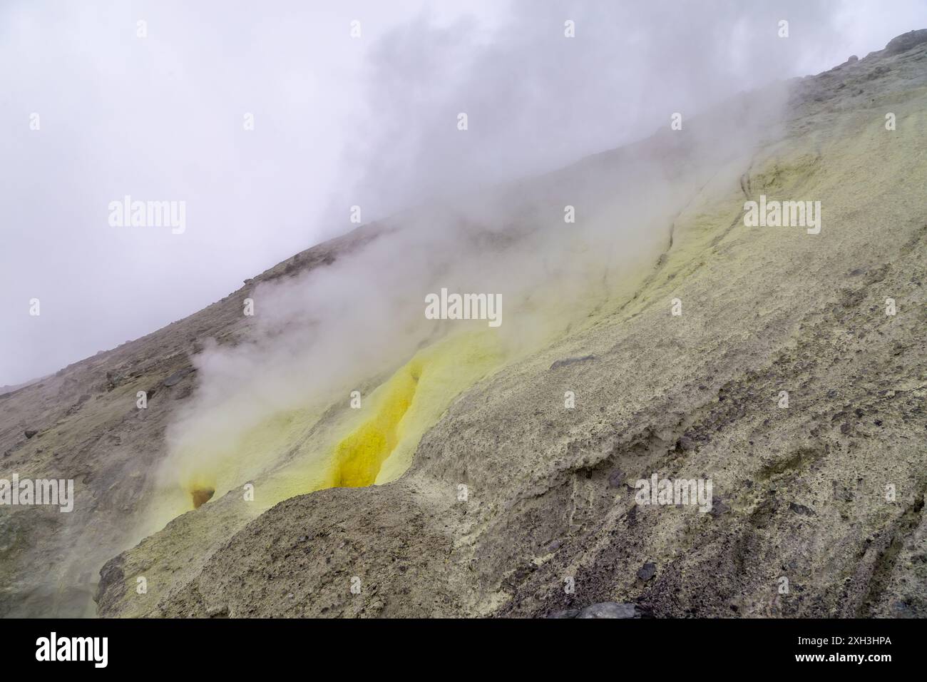 Sulphurous fumaroles of the Cumbal volcano in Colombia border with ...