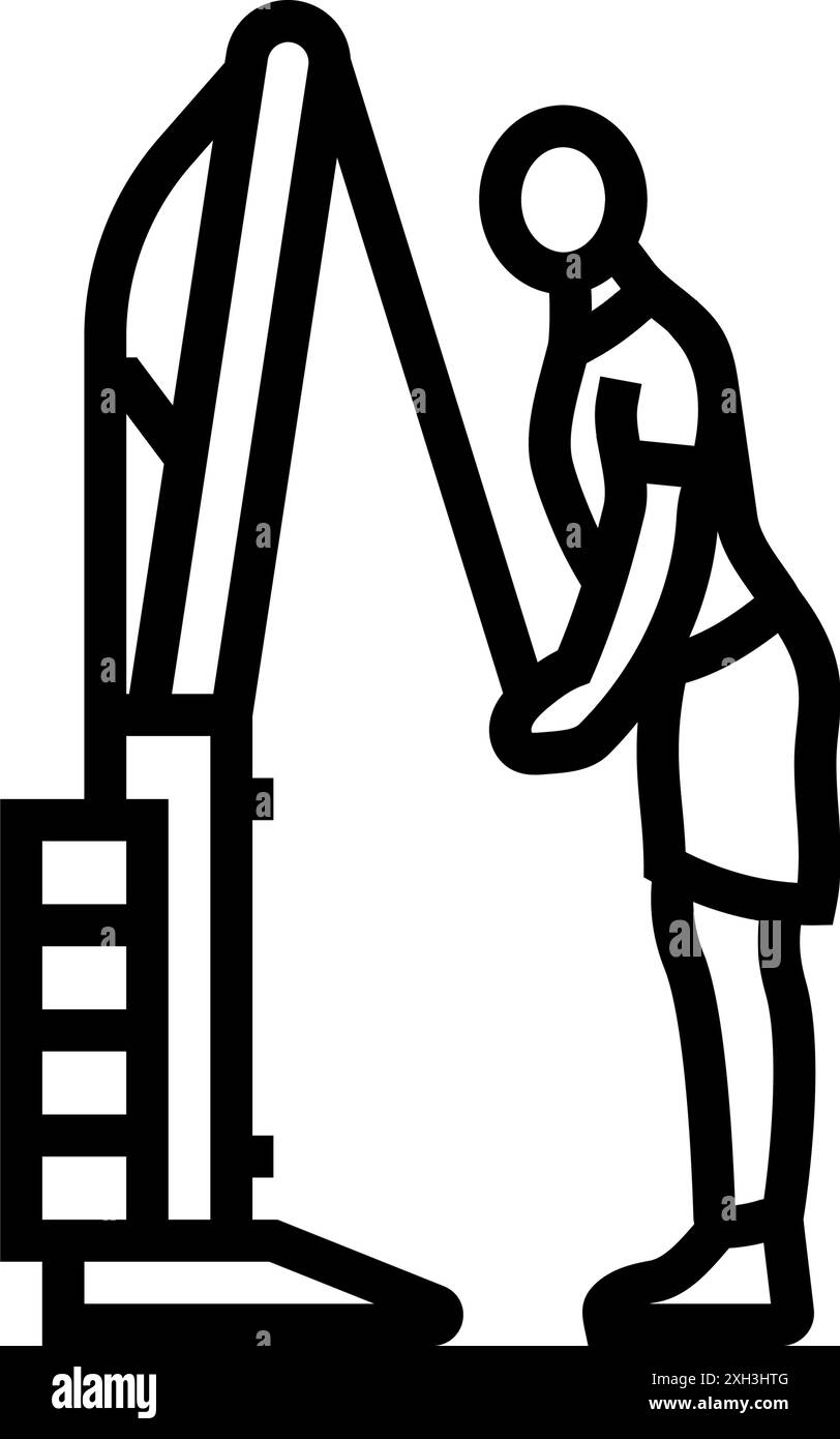 cable tricep pushdowns arm fitness exercise line icon vector ...