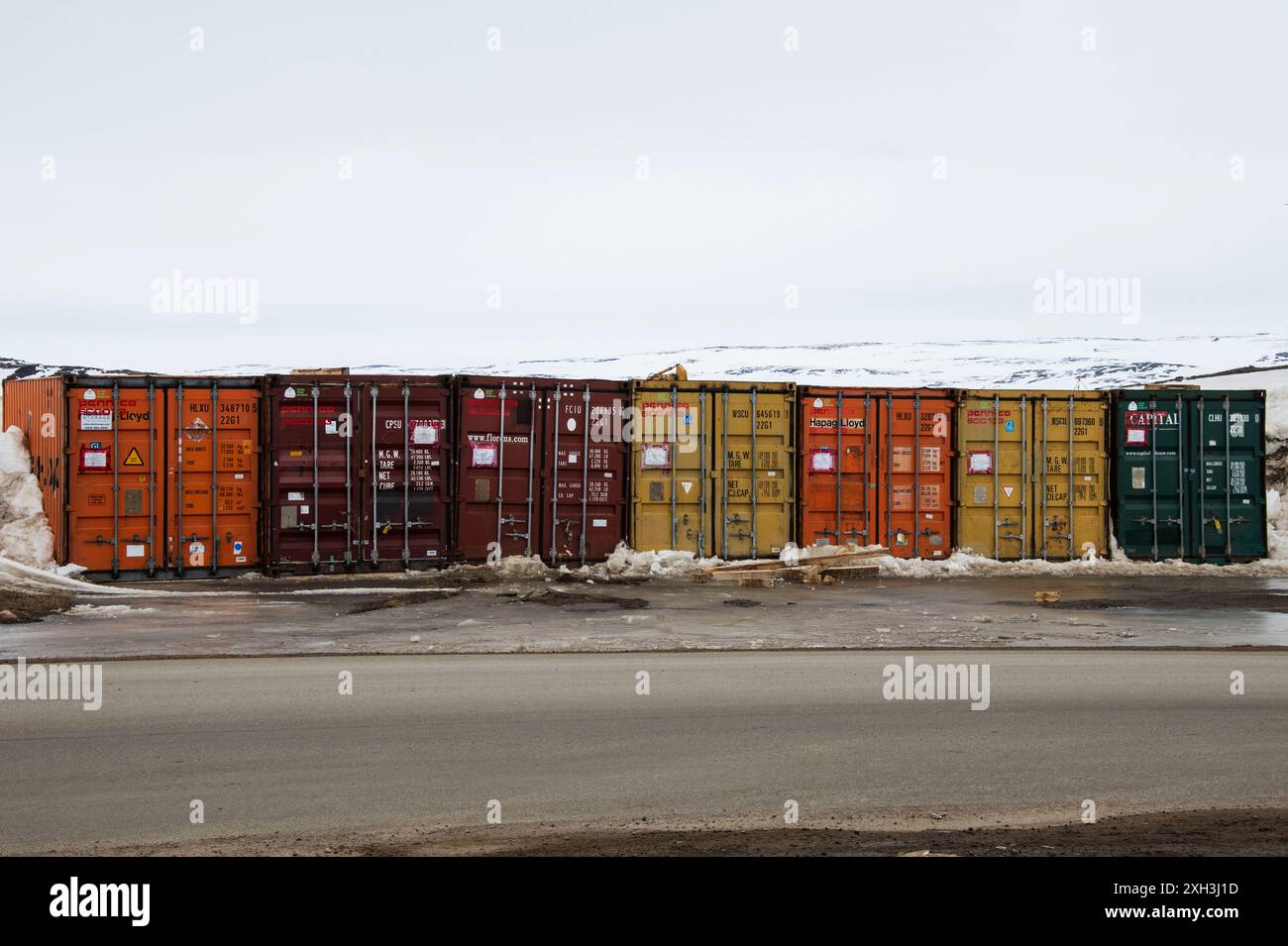 Shipping containers on Niaqunngusiariaq in Iqaluit, Nunavut, Canada ...