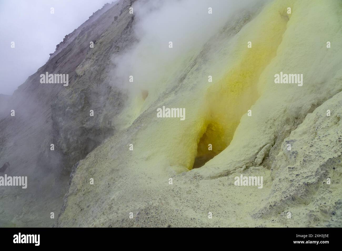 Sulphurous fumaroles of the Cumbal volcano in Colombia border with ...