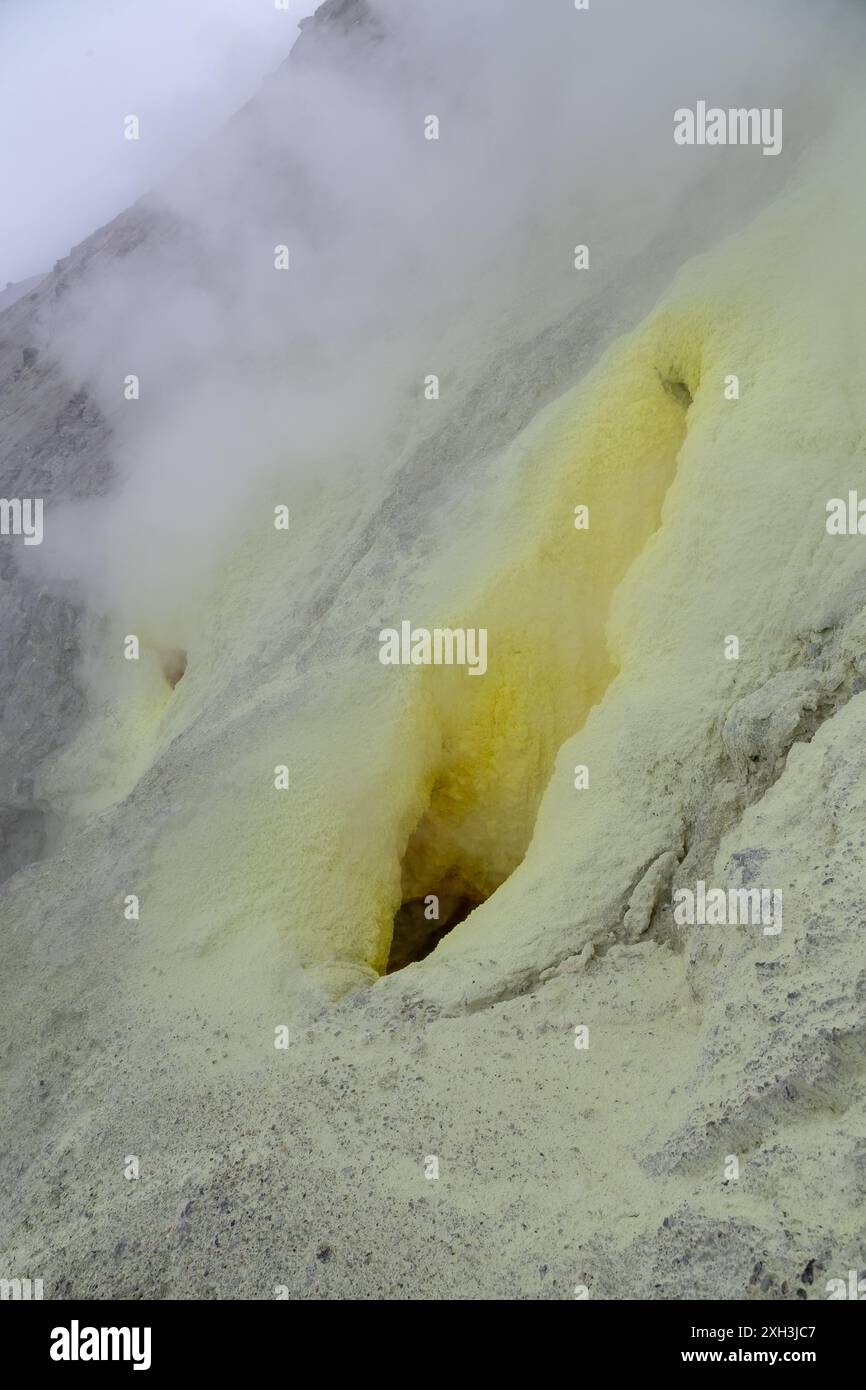 Sulphurous fumaroles of the Cumbal volcano in Colombia border with ...