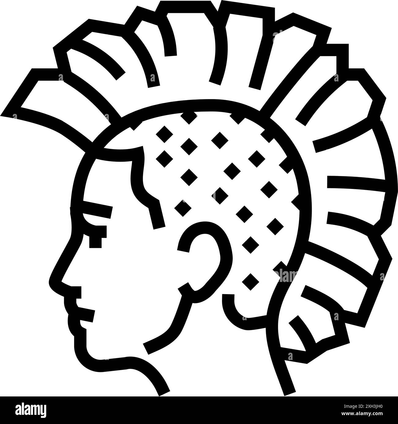 mohawk hairstyle subculture style line icon vector illustration Stock ...