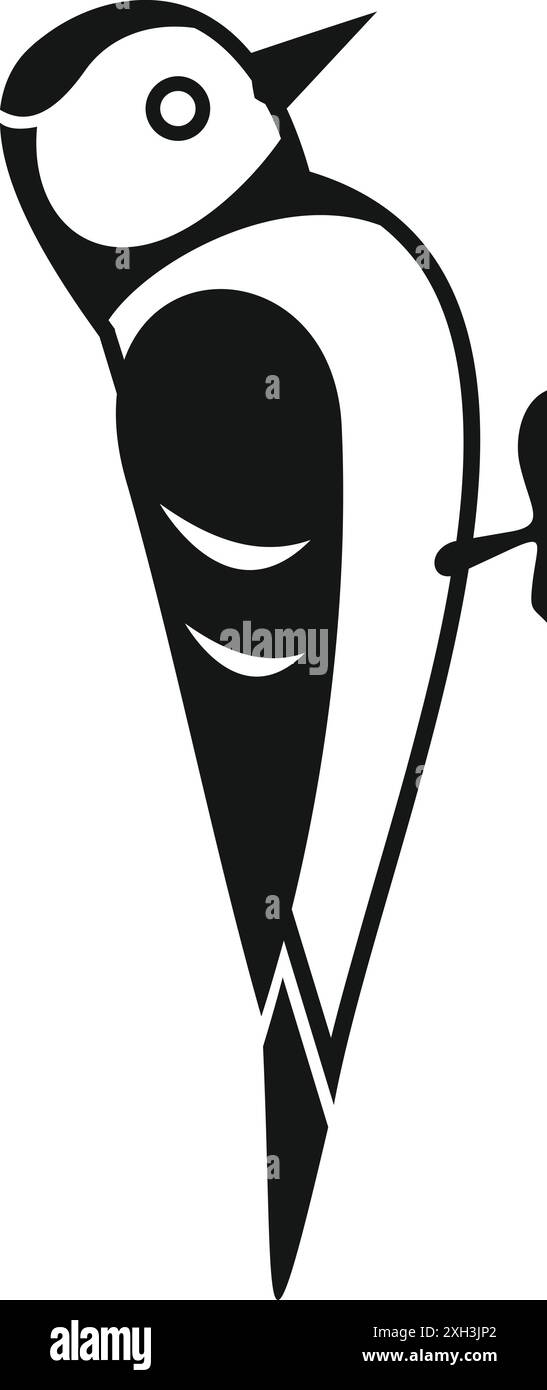 Simple style icon of a woodpecker standing in profile Stock Vector ...