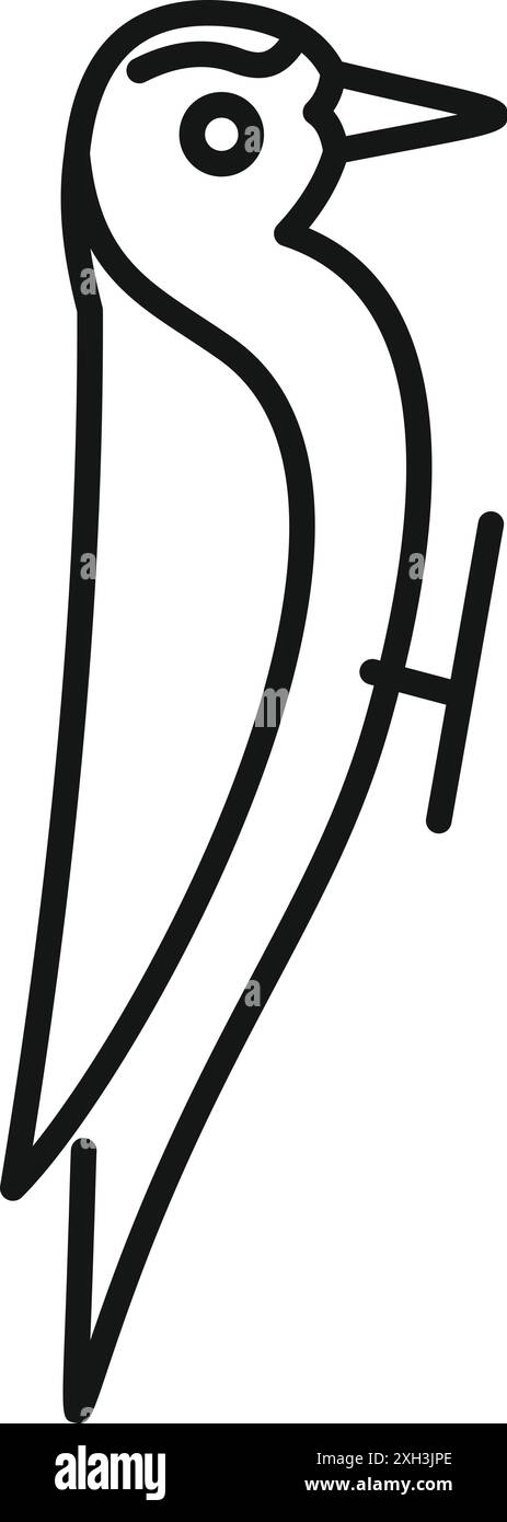 Simple line drawing of a woodpecker standing on a tree Stock Vector ...