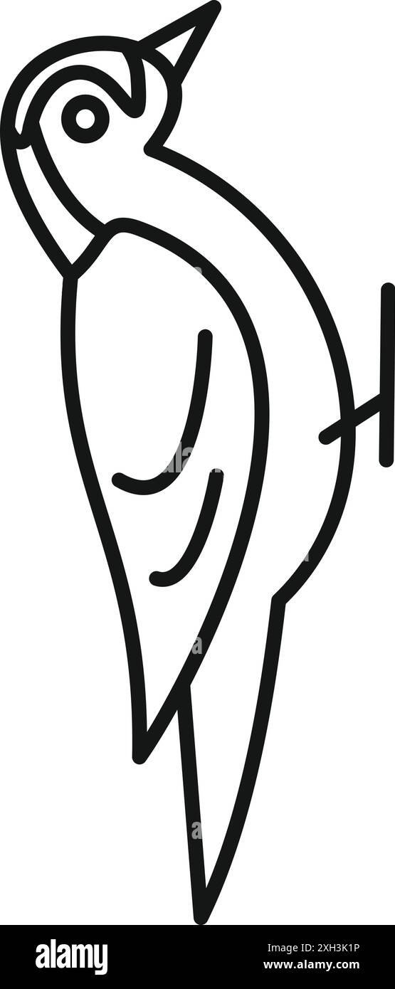 Woodpecker bird pecking tree outline icon, designed in a linear style ...