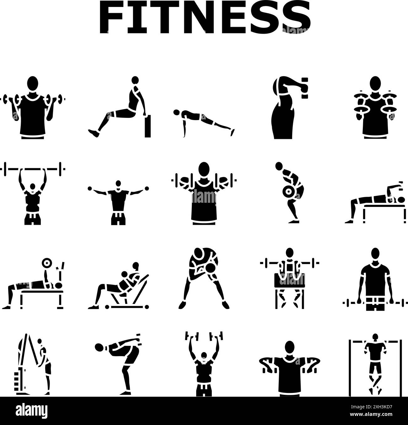 fitness exercise arm body workout icons set vector Stock Vector Image ...